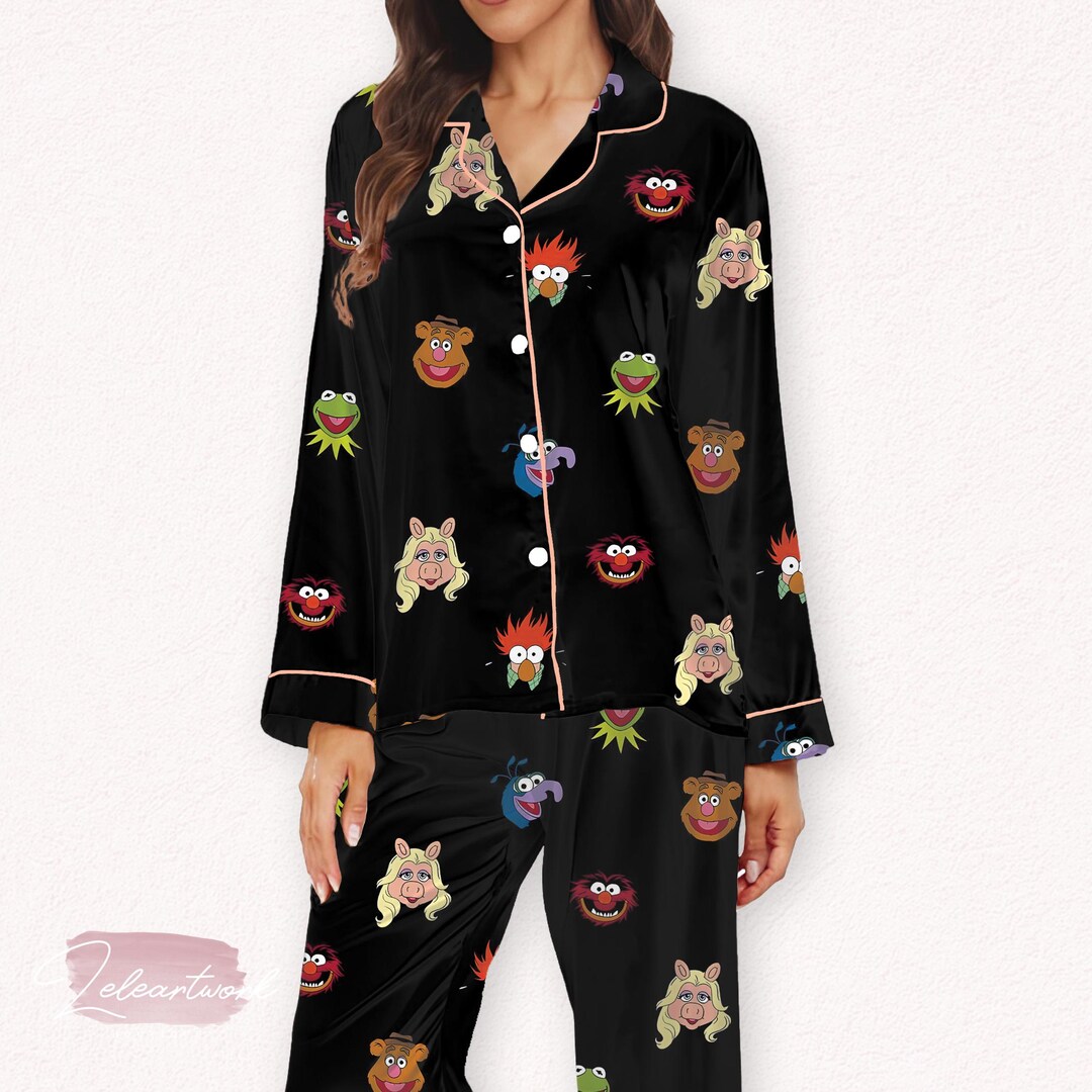 Muppet Set – Cute Satin Pajamas Featuring Kermit, Miss Piggy, Animal ...