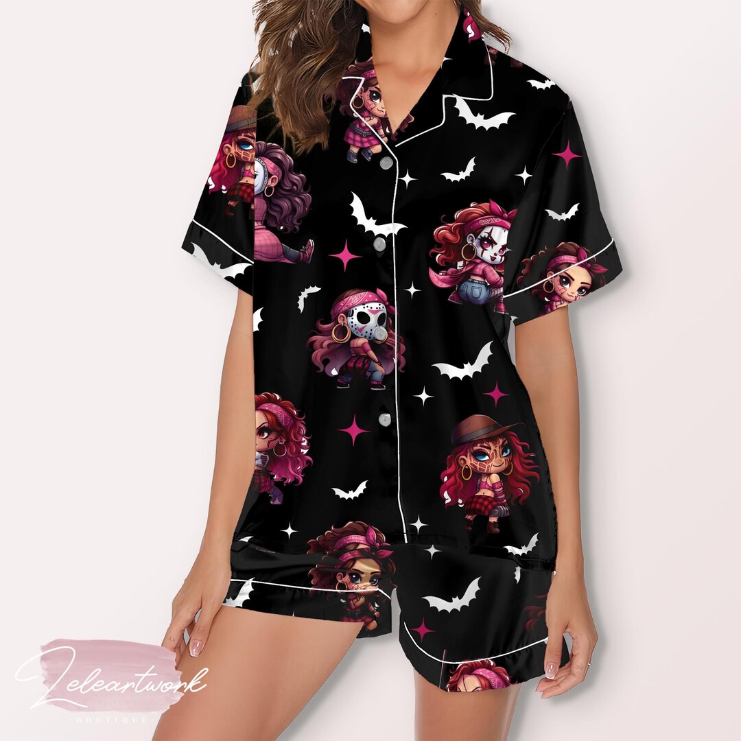 Chicano Halloween Horror Pajama Set – Gothic Sleepwear With Spooky ...