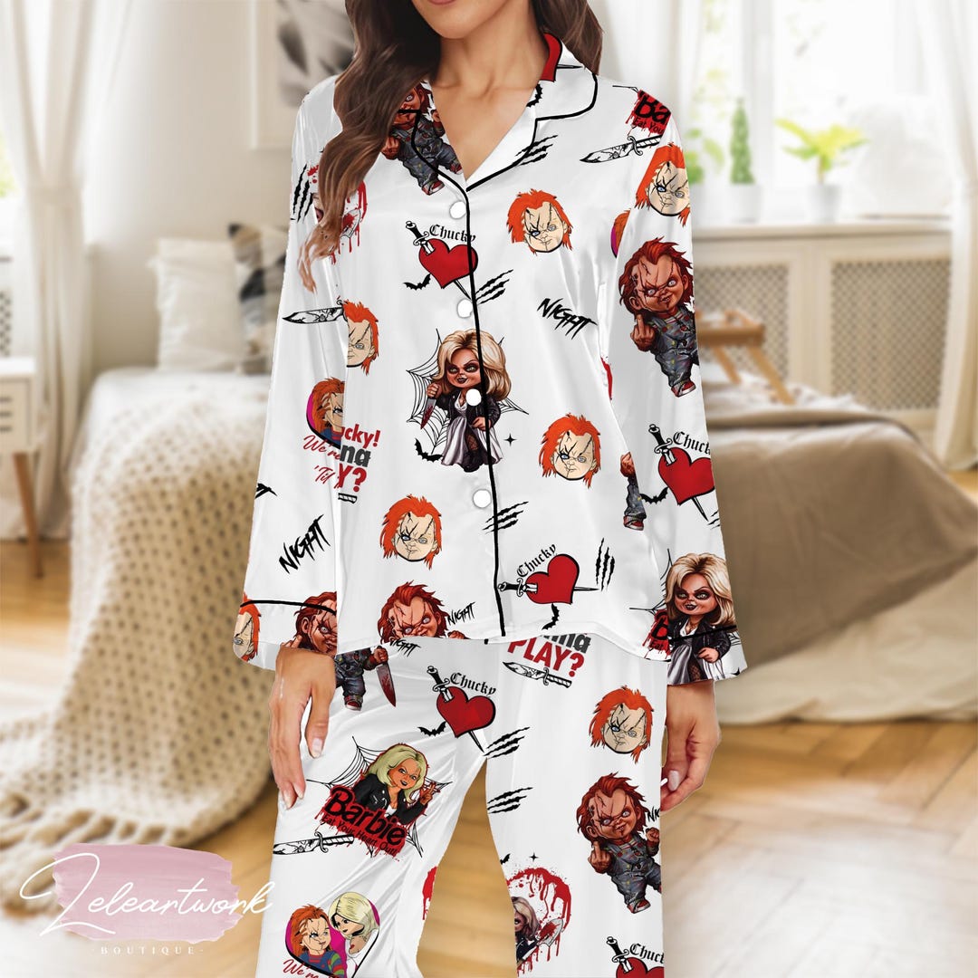 Coquette Horror Doll Couple Pajama Set – Spooky Cute Sleepwear With ...