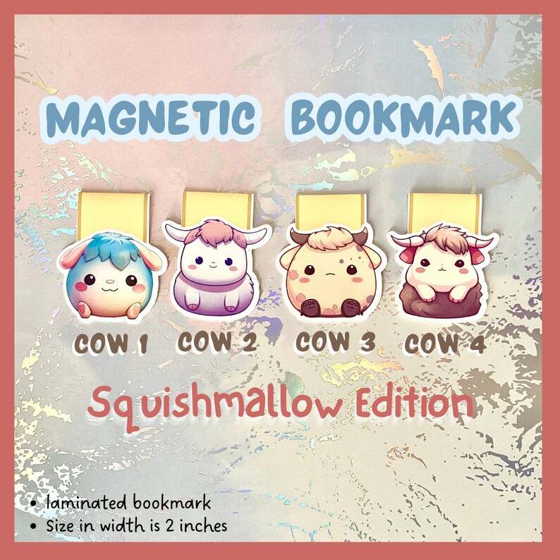 Squishmallow Cute Magnetic Bookmark | Cat, Cow, Bear, and Random ...