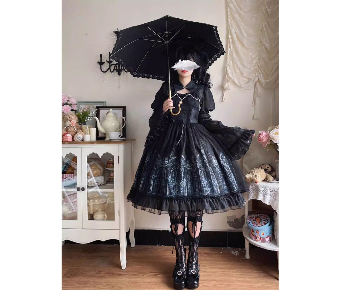 Goth Lolita Dress, Princess Lolita Dress, Lolita Jsk, Black Gothic Coat With Flare Sleevs for ...