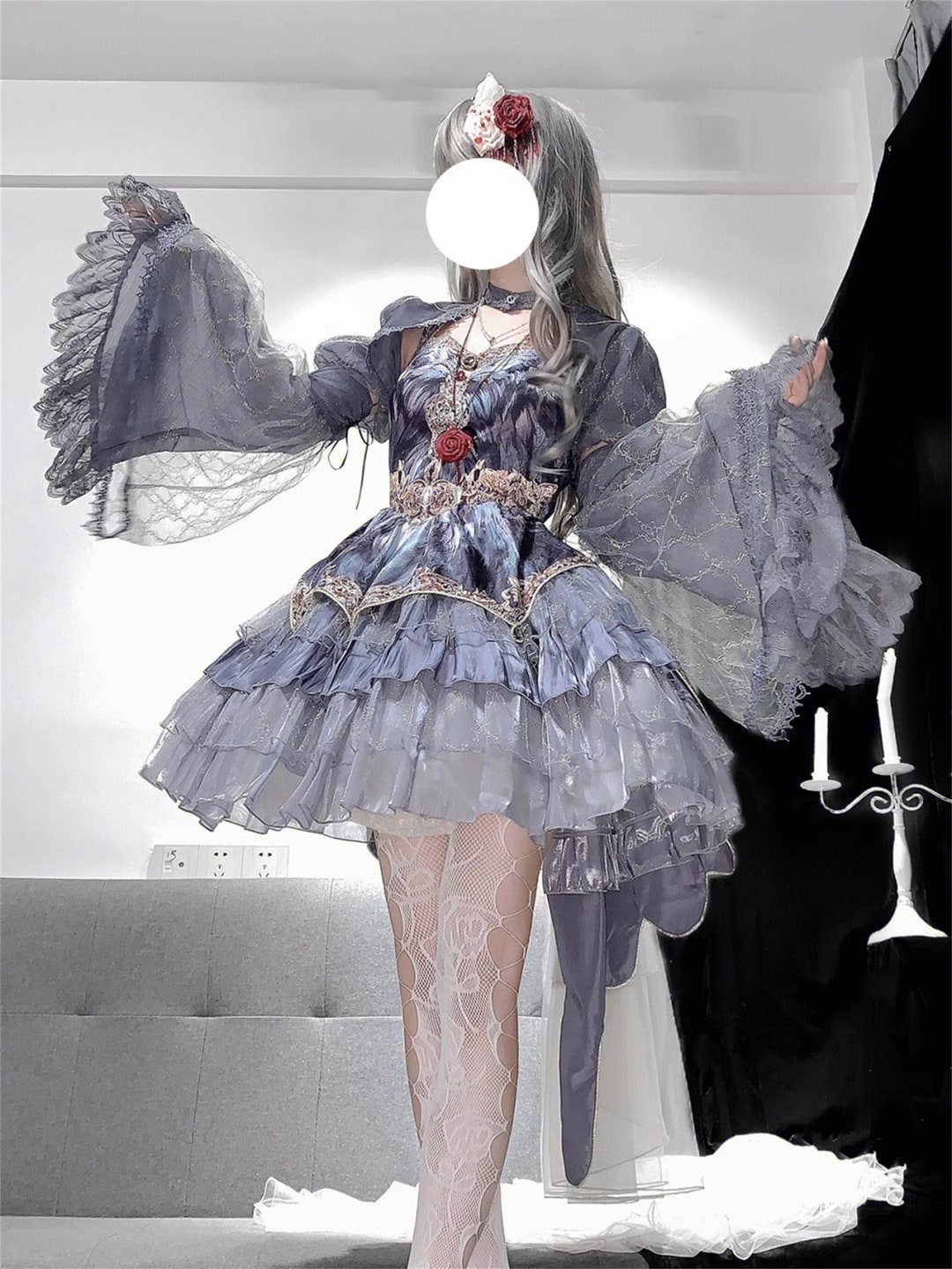 Black Swan Lolita Dress, Goth Lolita Dress, Lolita JSK, Lolita Coat With Flare-sleeve, Princess ...