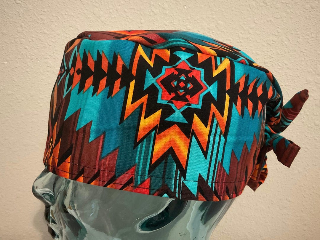 Men’s Medical Surgical Scrub Hat, Navajo, Native Print Aztec. - Etsy