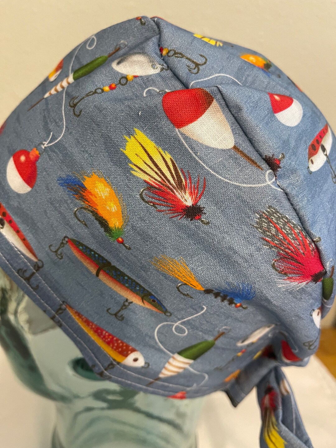Mens Surgical Scrub Hat, Fishing, Blue - Etsy