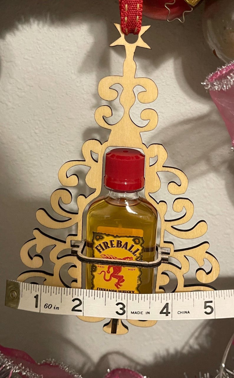 Christmas Tree Ornament: Laser Cut Wood Mini Liquor Bottle Holder - Etsy
