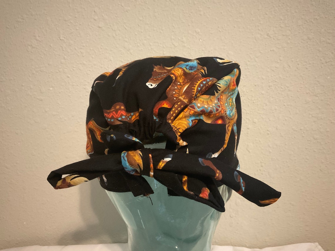 Men’s Medical Surgical Scrub Hat, Native Print, Horses, Navajo ...