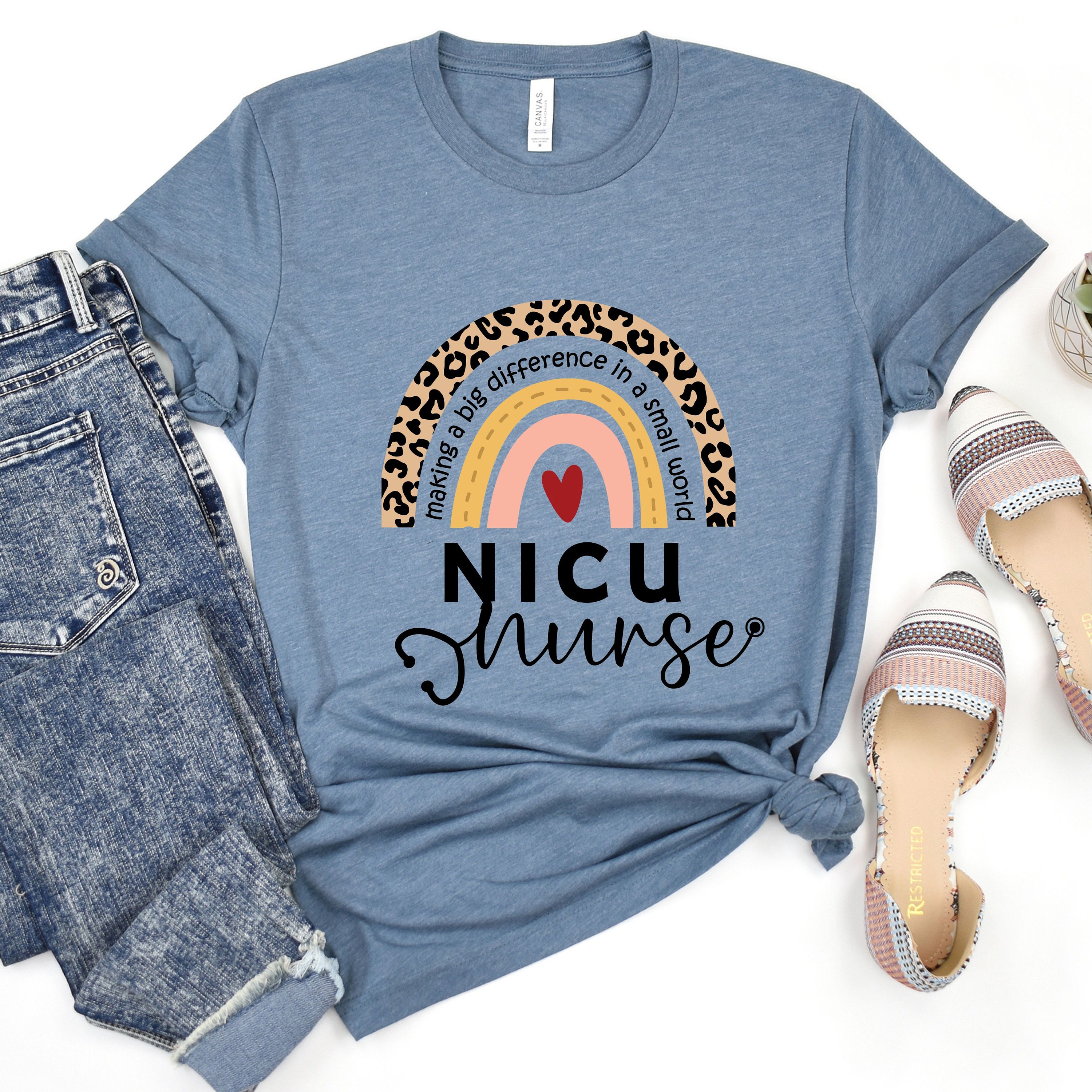 Nicu Nurse Shirt Rainbow, Nurse Vintage Rainbow, Simple Nurse Shirt ...