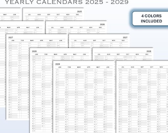 3-year Calendar Bundle: 2025, 2026, 2027 | Printable Yearly Calendars ...