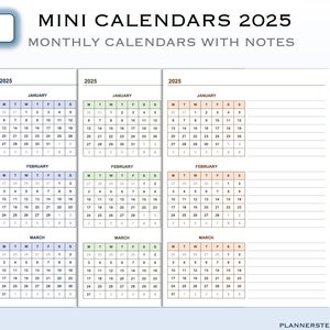 Printable Mini Monthly Calendars 2025 With Space for Notes – Perfect ...