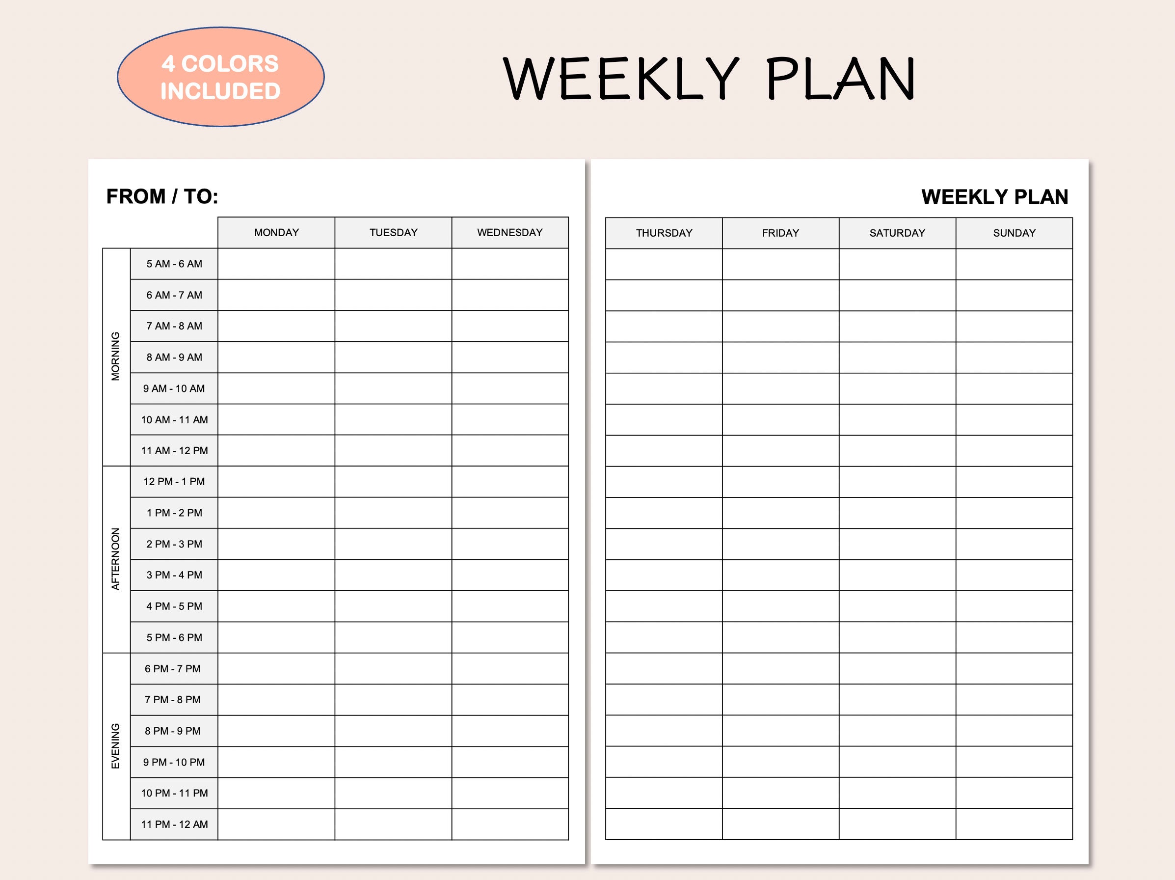 Printable Weekly Plan, Weekly Planner Printable, Weekly Overview, Week ...