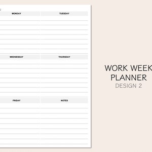 Work Week Planner, Printable Weekly Planner, Monday to Friday Planner ...