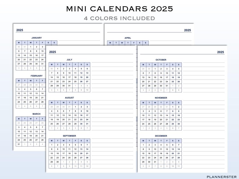 Printable Mini Monthly Calendars 2025 With Space for Notes – Perfect ...