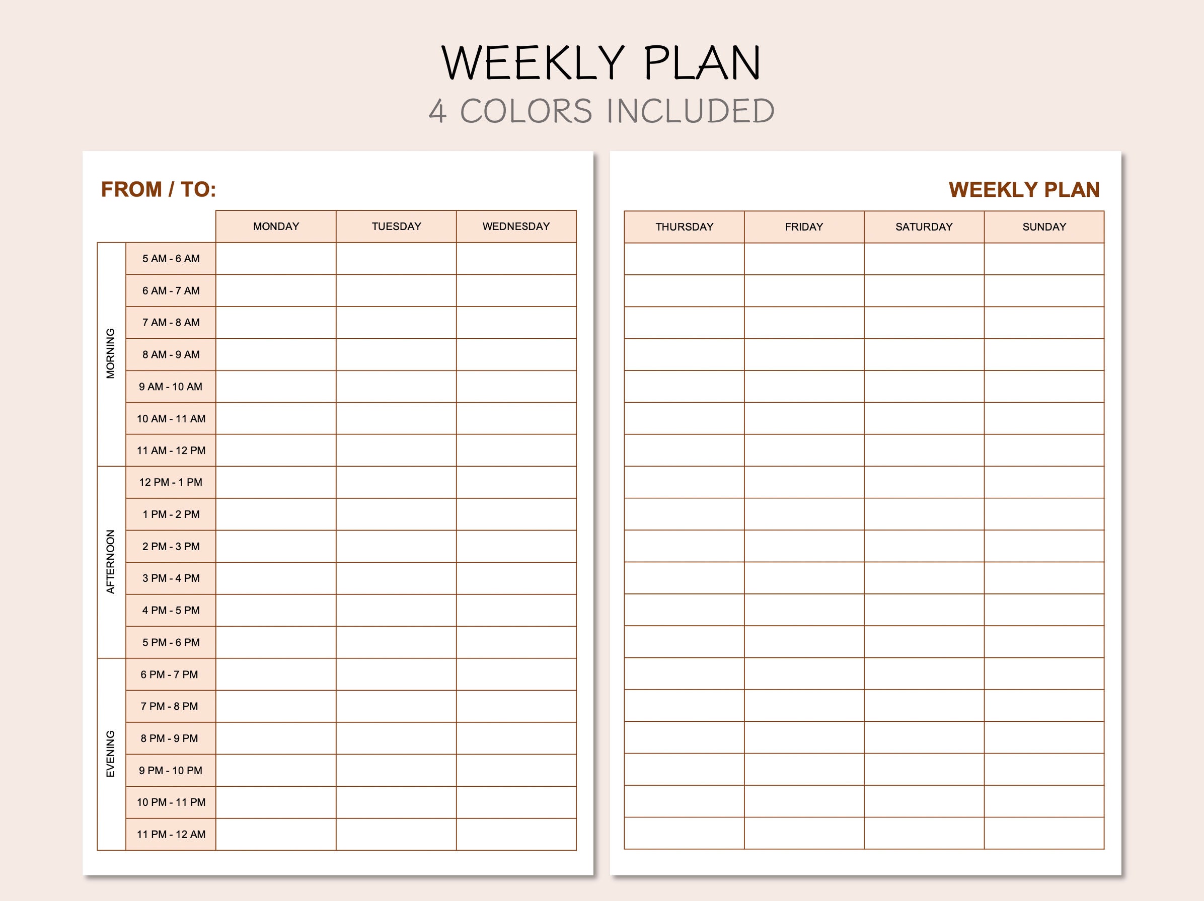 Printable Weekly Plan, Weekly Planner Printable, Weekly Overview, Week ...