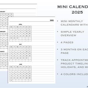 Printable Mini Monthly Calendars 2025 With Space for Notes – Perfect ...
