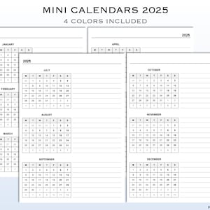 Printable Mini Monthly Calendars 2025 With Space for Notes – Perfect ...