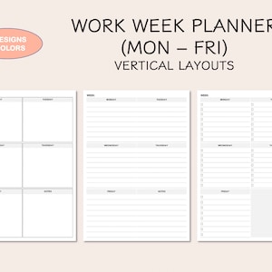 Work Week Planner, Printable Weekly Planner, Monday to Friday Planner ...