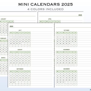 Printable Mini Monthly Calendars 2025 With Space for Notes – Perfect ...