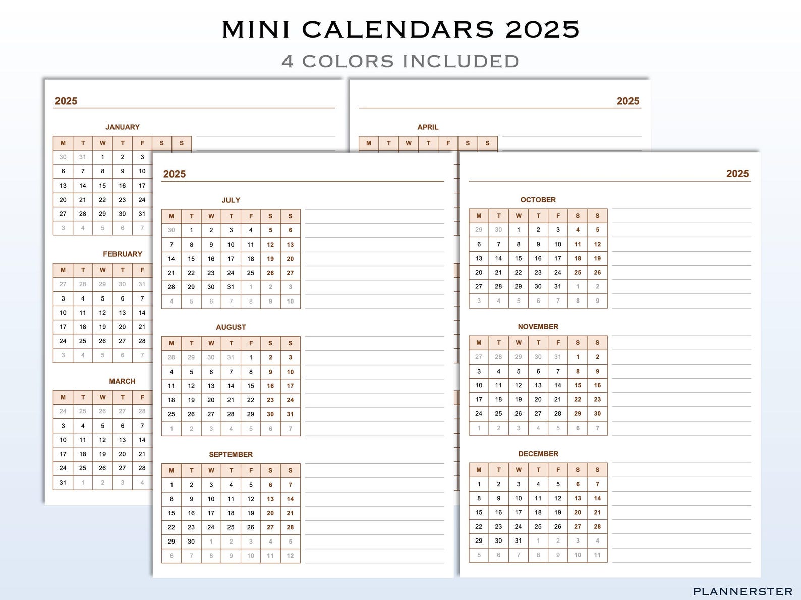 Printable Mini Monthly Calendars 2025 With Space for Notes – Perfect ...