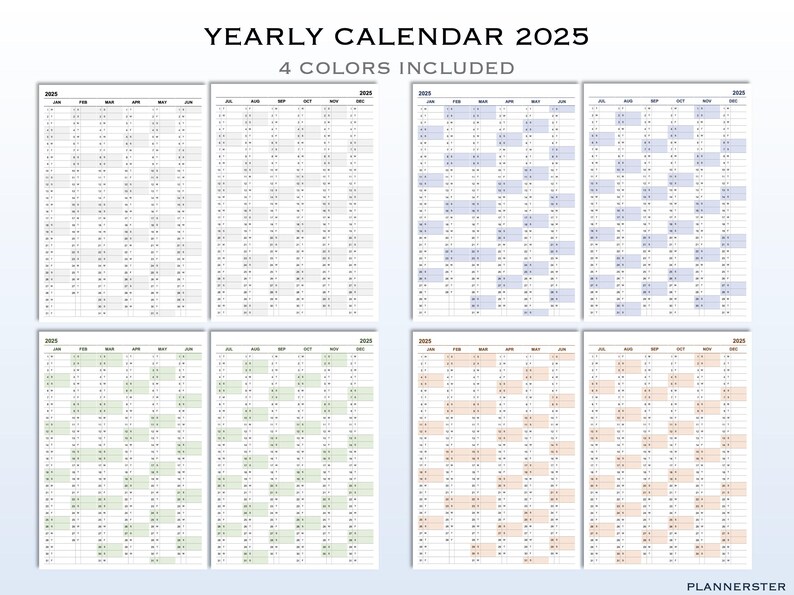 3-year Calendar Bundle: 2025, 2026, 2027 | Printable Yearly Calendars ...