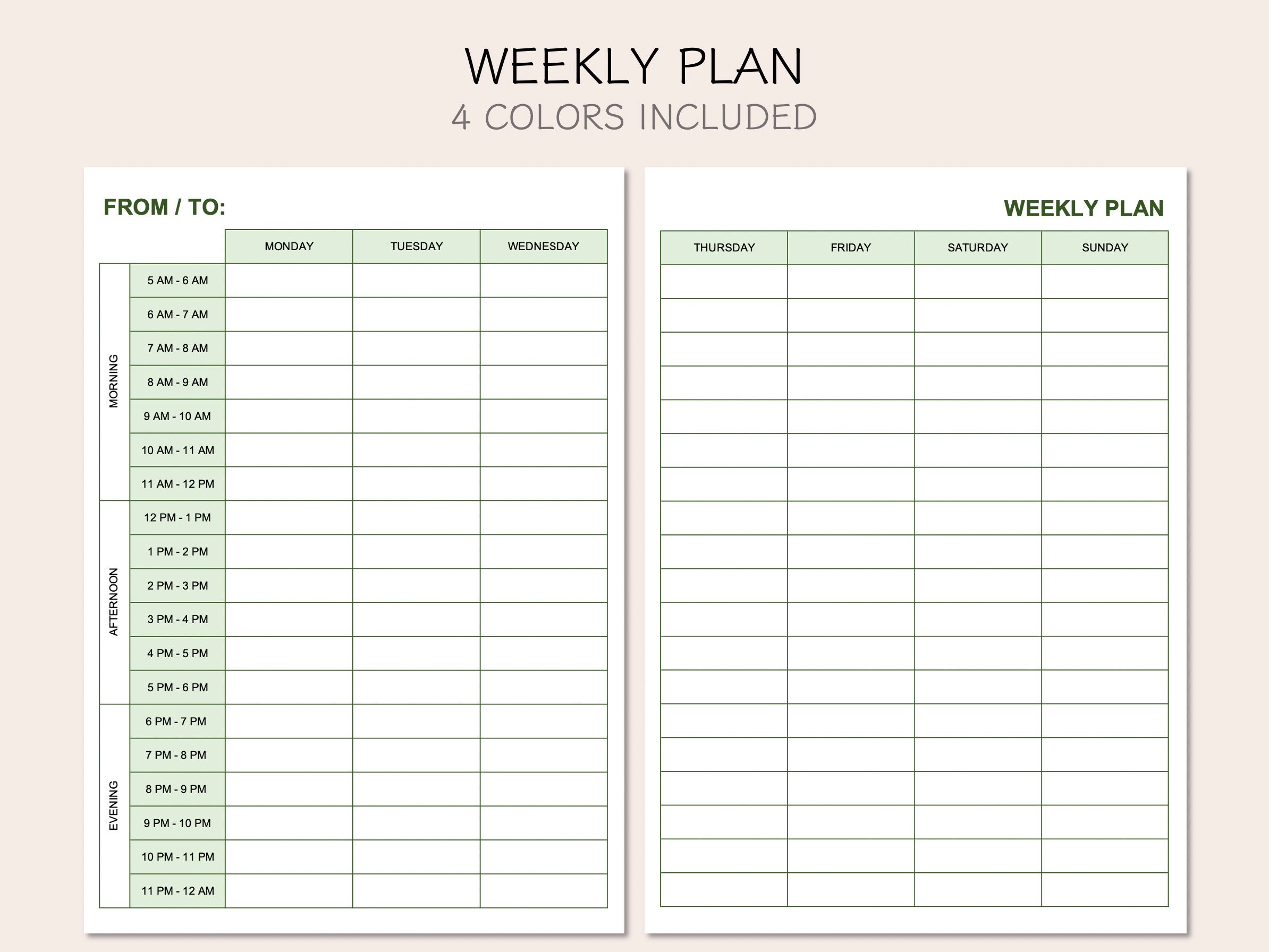 Printable Weekly Plan, Weekly Planner Printable, Weekly Overview, Week ...