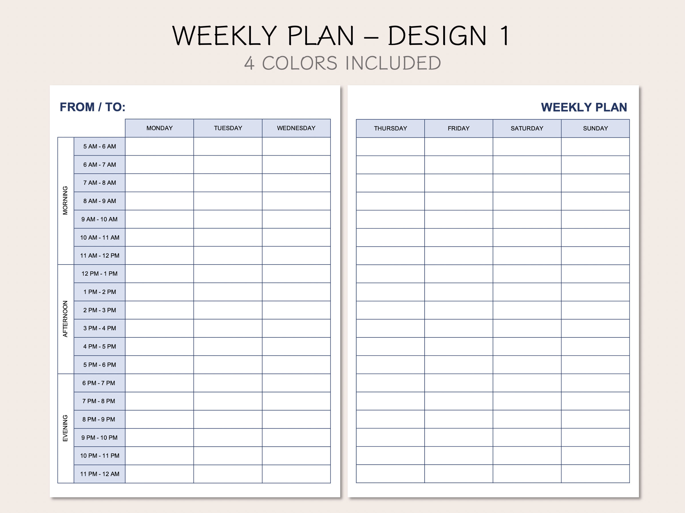 Printable Weekly Plan Templates Undated Weekly Planner Week - Etsy