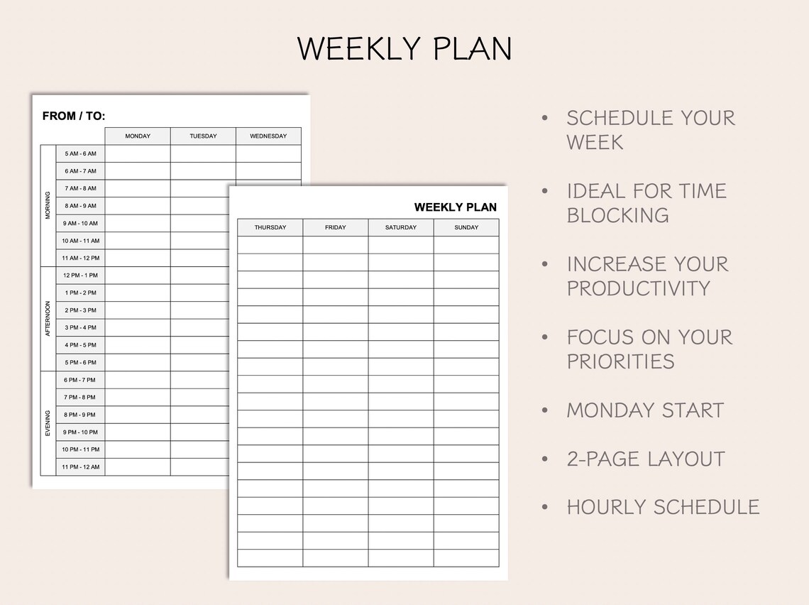 Printable Weekly Plan, Weekly Planner Printable, Weekly Overview, Week ...