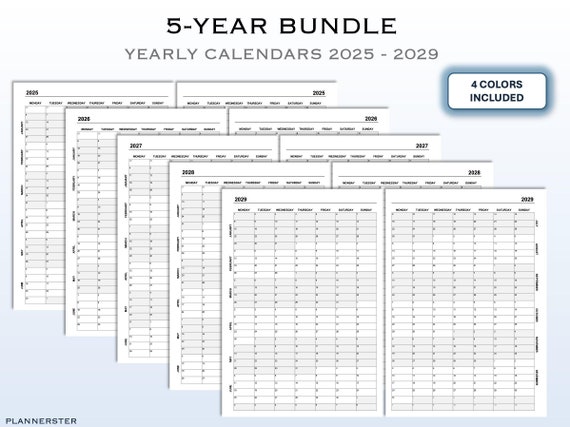 5 Year Calendar Template