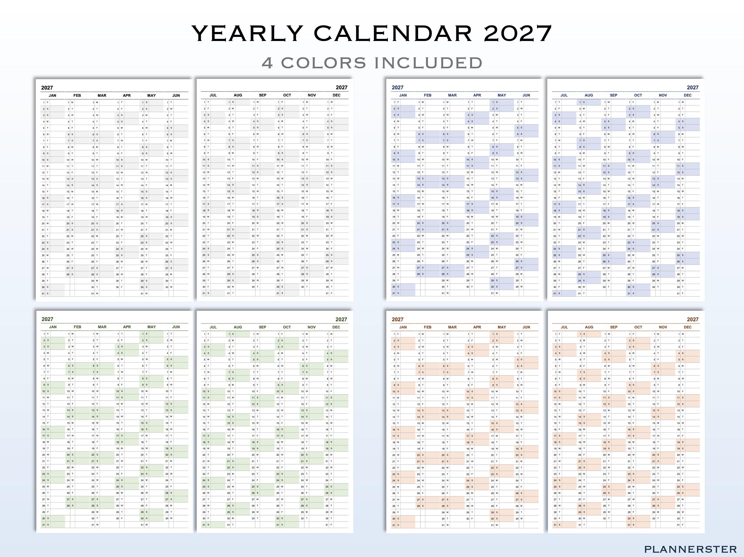 3-year Calendar Bundle: 2025, 2026, 2027 | Printable Yearly Calendars ...