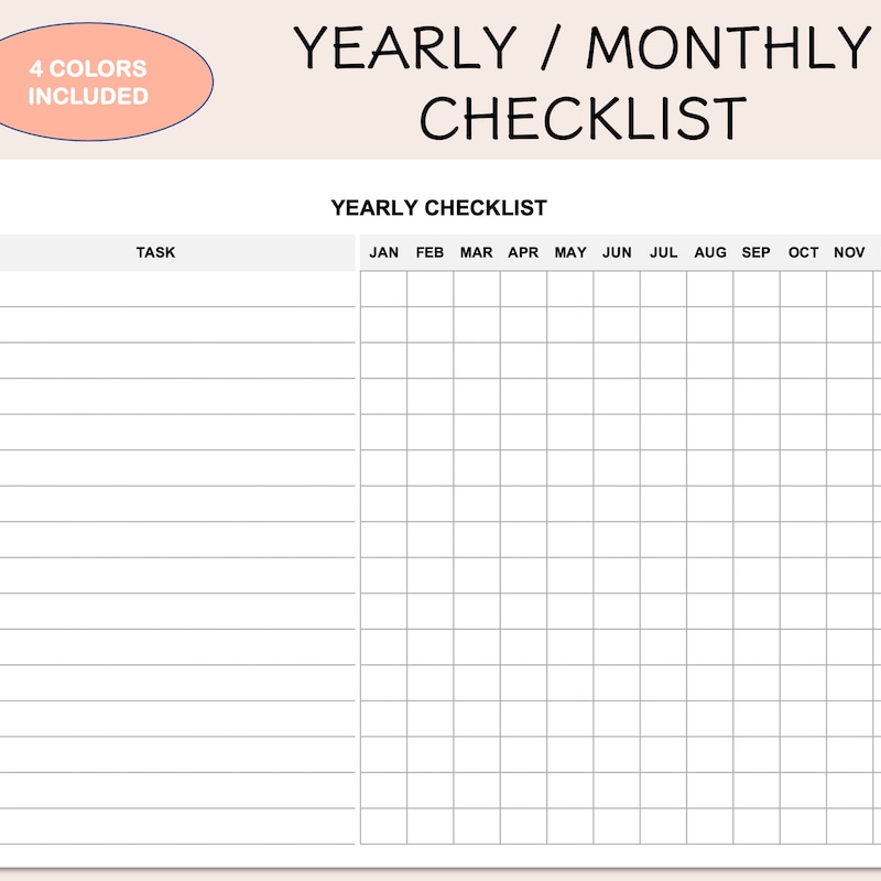 Monthly Checklist - Etsy