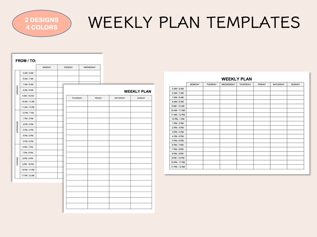 Printable Weekly Plan Templates Undated Weekly Planner Week - Etsy