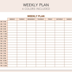 Ideal Weekly Plan, Printable Weekly Planner, Weekly Overview, Week at A ...
