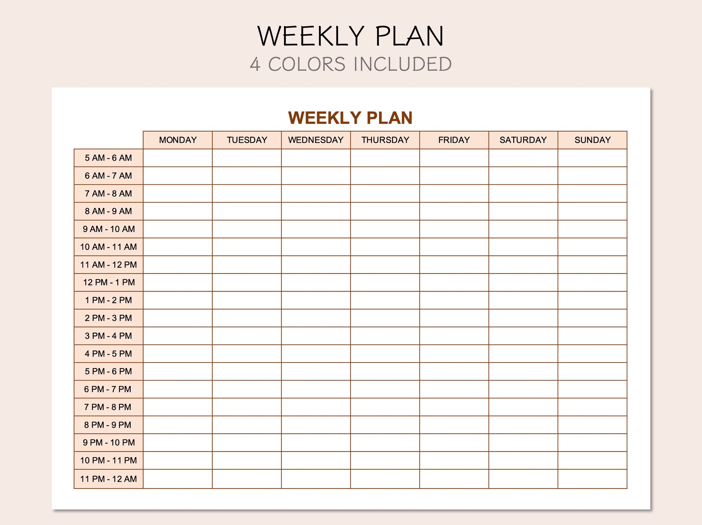 Ideal Weekly Plan, Printable Weekly Planner, Weekly Overview, Week at A ...