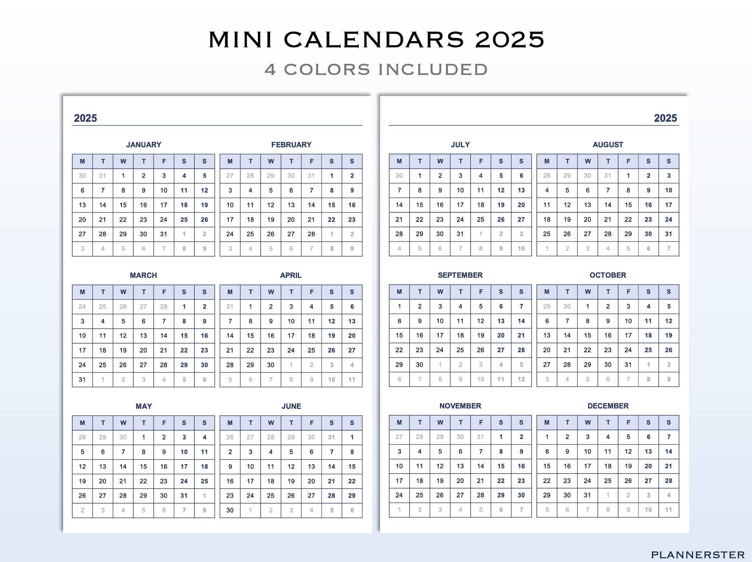Printable Mini Monthly Calendars 2025 – A Year at Your Fingertips! 2025 ...