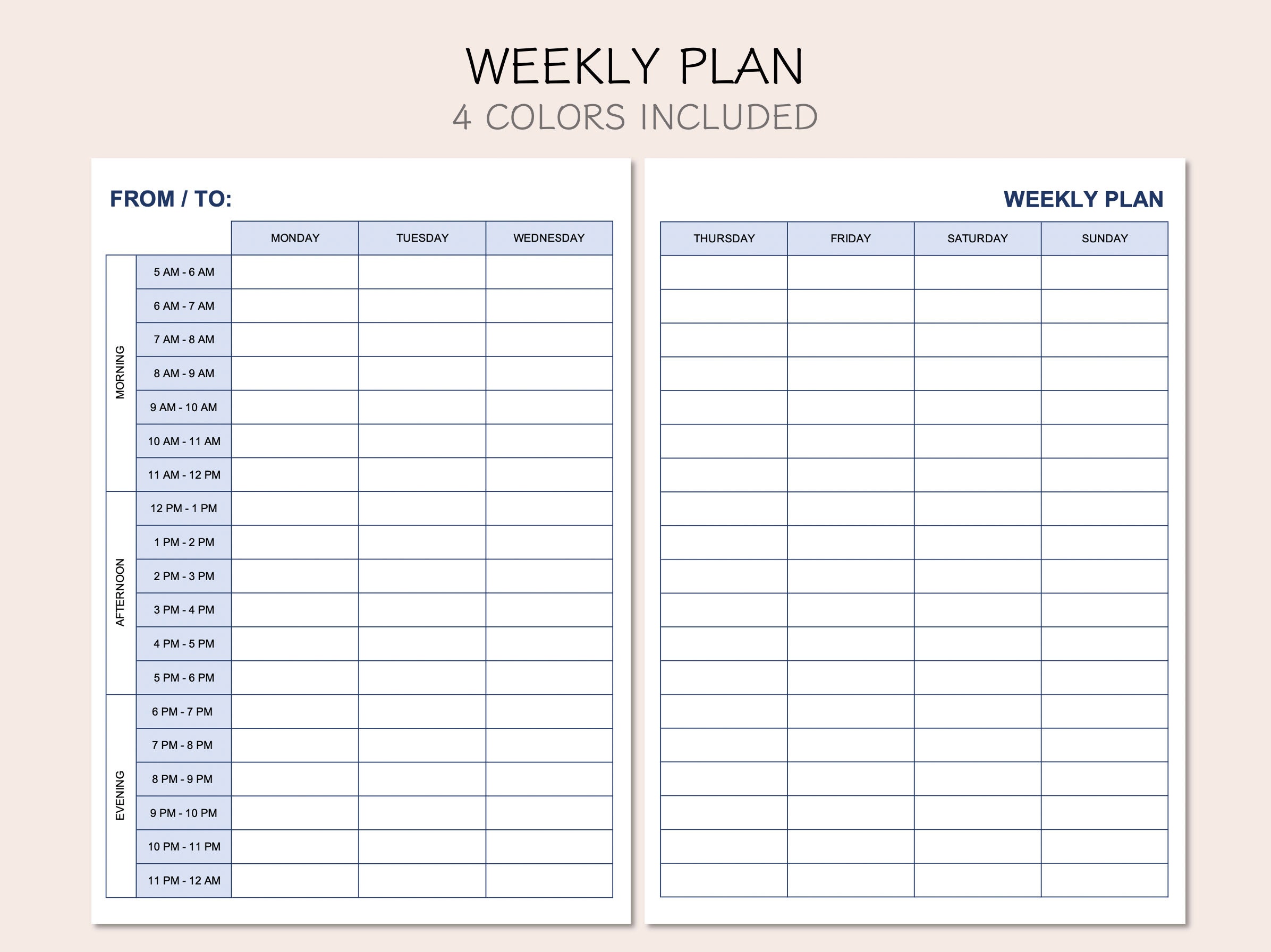 Printable Weekly Plan, Weekly Planner Printable, Weekly Overview, Week ...