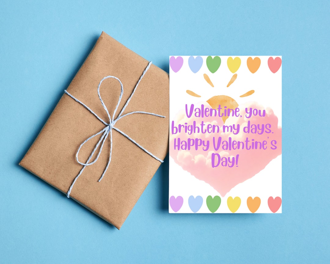 Valentine, You Brighten My Days Printable Greeting Card, Instant ...