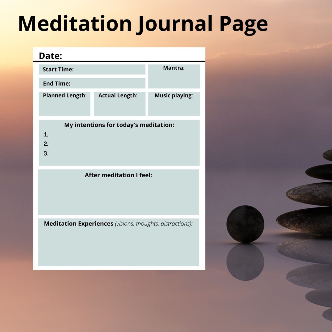Printable Daily Meditation Journal Page | Etsy
