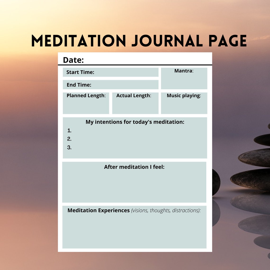 Printable Daily Meditation Journal Page - Etsy