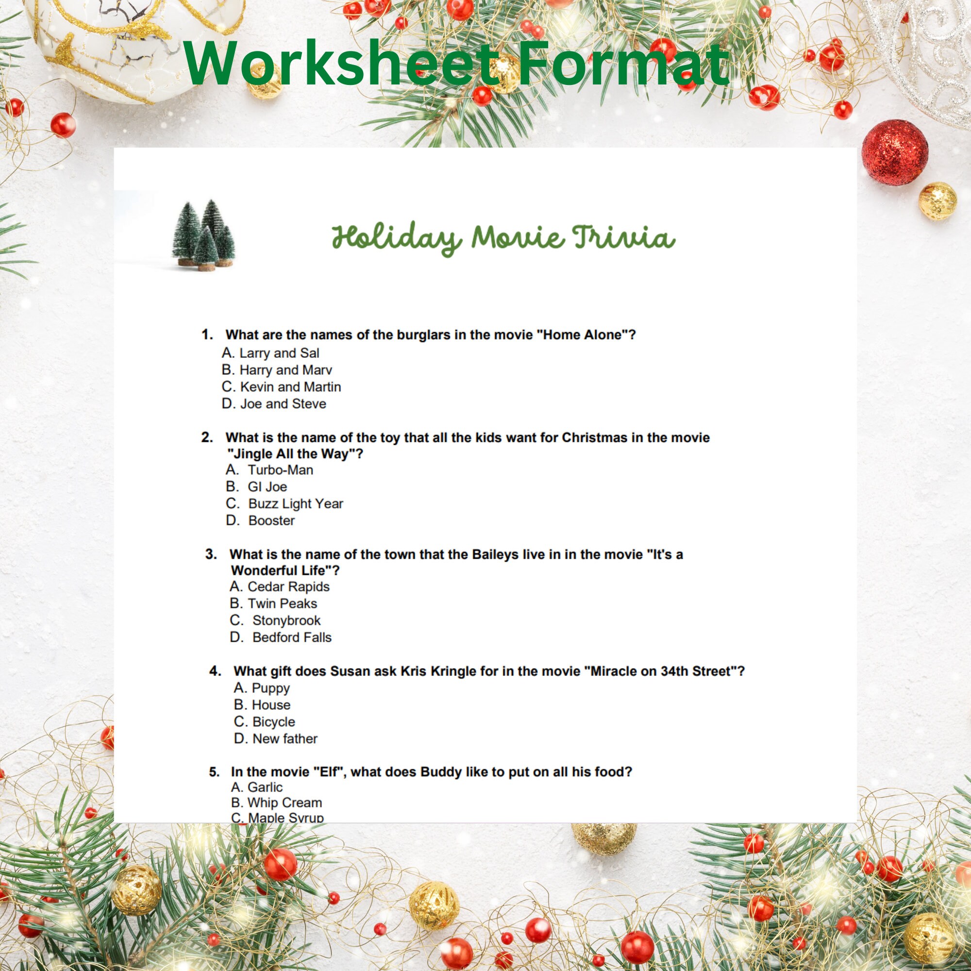 Holiday Movie Trivia Game - Etsy