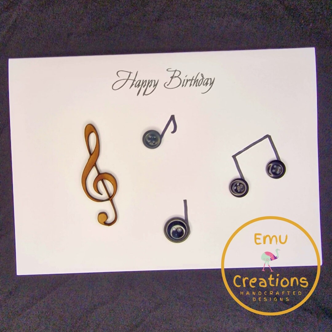 Treble Clef Happy Birthday Card. Button Musical Notes With - Etsy