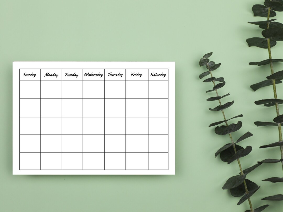 5 Week Monthly Planner, 5 Week Monthly Calendar, Fill-in Planner, Fill ...