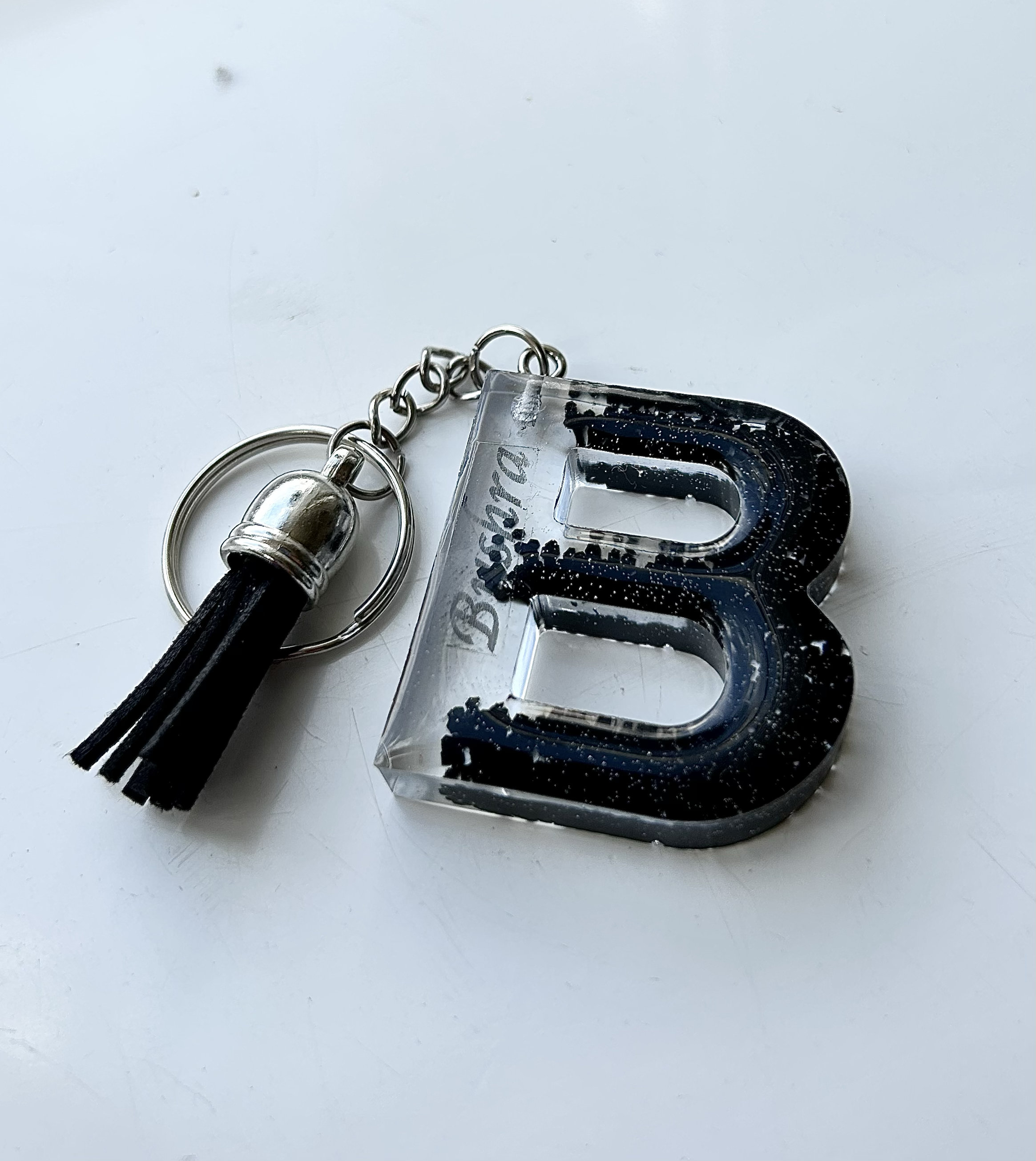 Resin Half Sequence Keychain Personalised Gift Fathers - Etsy