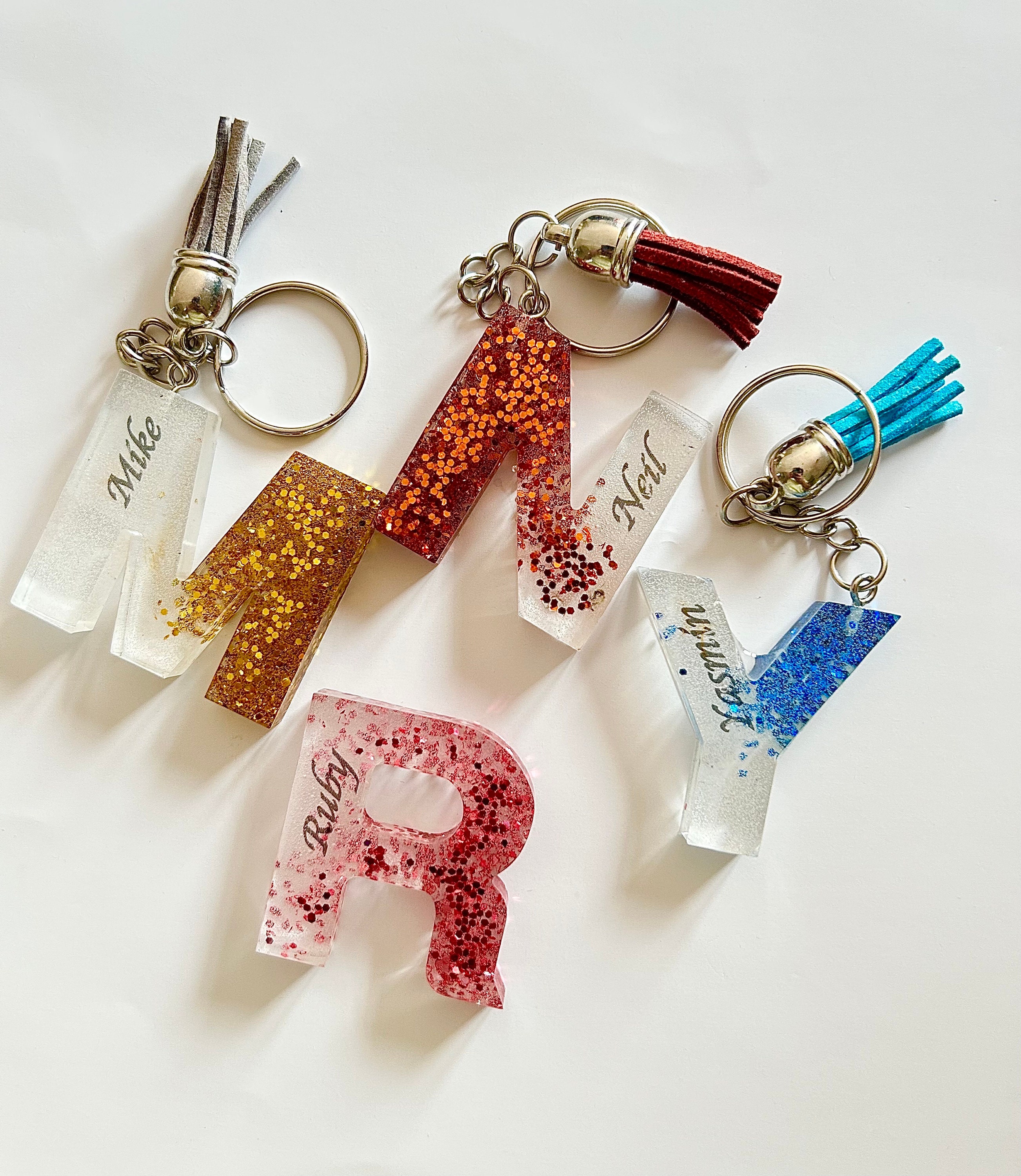Resin Half Sequence Keychain Personalised Gift Fathers - Etsy