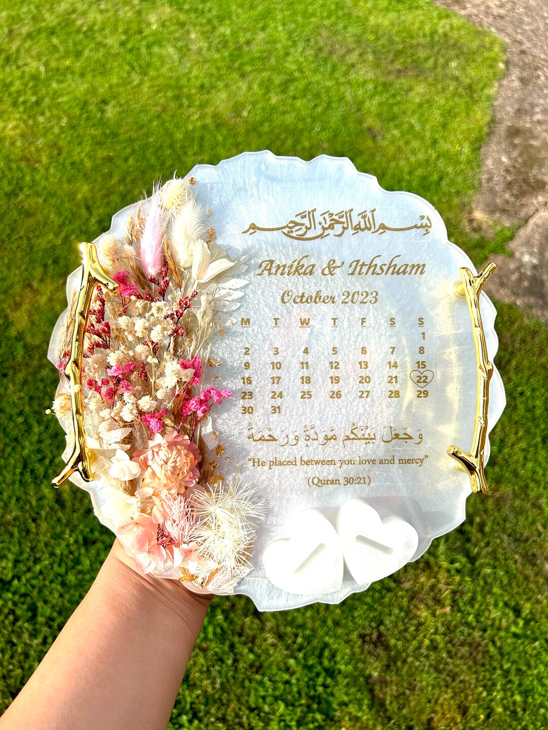Gold and Pink Ring Tray, Engagement Ring Tray, Wedding Ring Tray ...