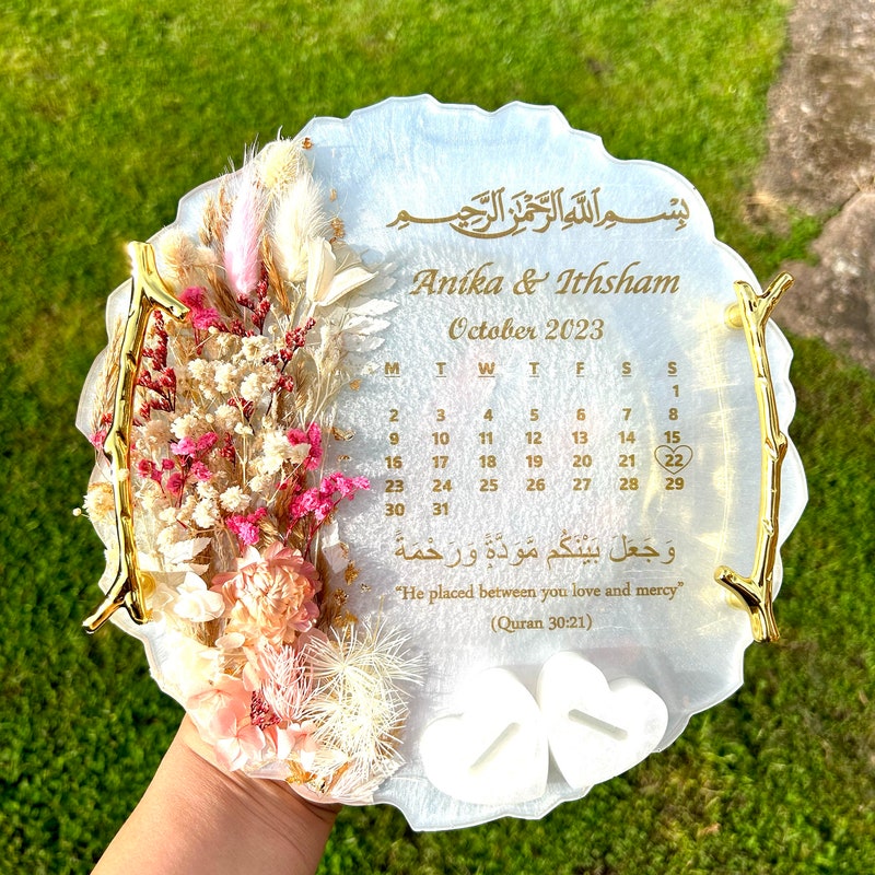 Pink Nikkah Ring Tray - Etsy UK