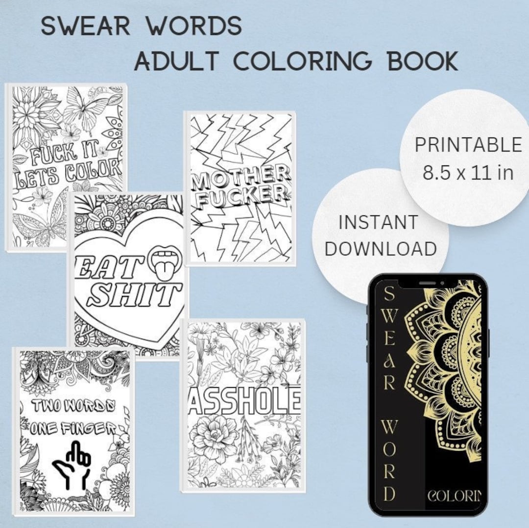 Adult Coloring Pages Printable: Swear Words Printable - Etsy