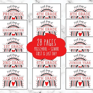 Printable Red and Black Rainbow First & Last Day of School - Etsy