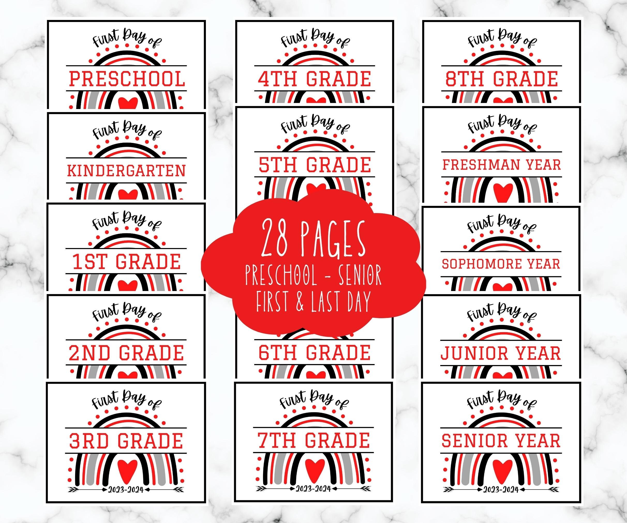 Printable Red and Black Rainbow First & Last Day of School - Etsy