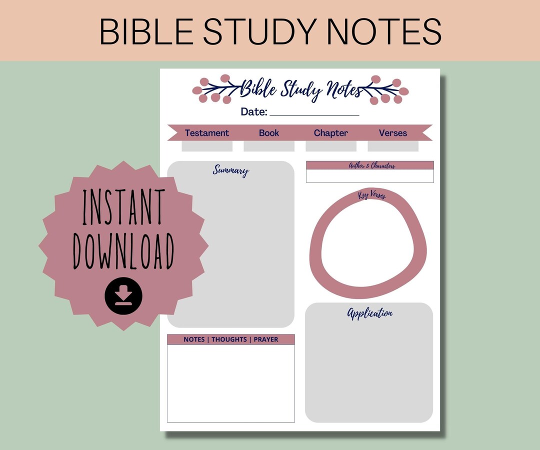 Bible Study - Passage & Sermon Study Notes, Instant Download PDF, Sizes ...