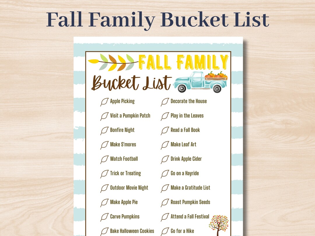Fall Family Bucket List Printable | Editable Autumn Bucket List PDF ...