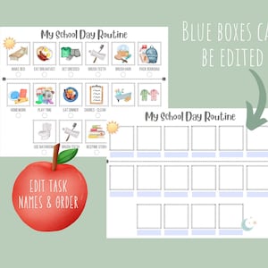 Printable School Day Routine Chart, Editable Morning Evening PDF ...